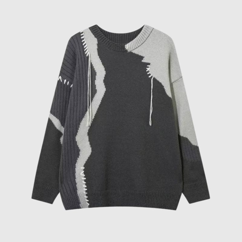 Artistic Contrast Patchwork Knit Sweater – OLUOLIN