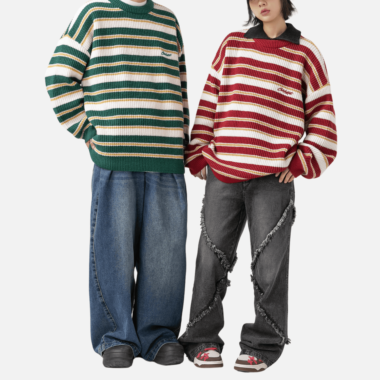 Striped Heavy Knit Sweater – OLUOLIN