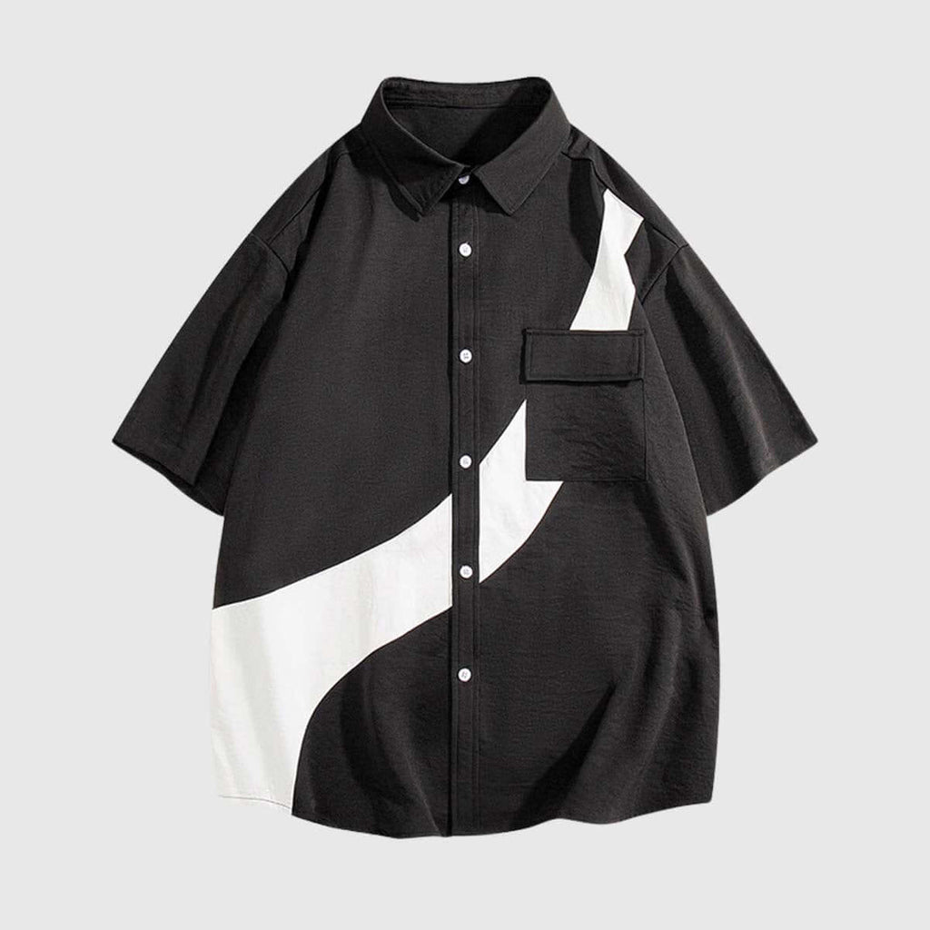 Abstract Contrast Panel Shirt – OLUOLIN